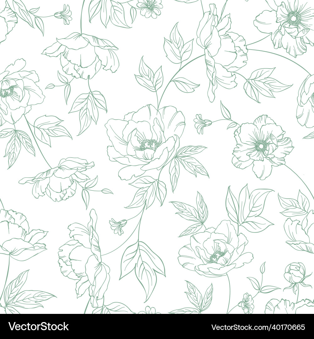 Seamless pattern from flowers of peonies Vector Image