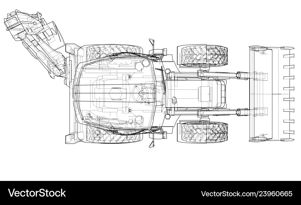Sketch of loading shovel with back actor Vector Image
