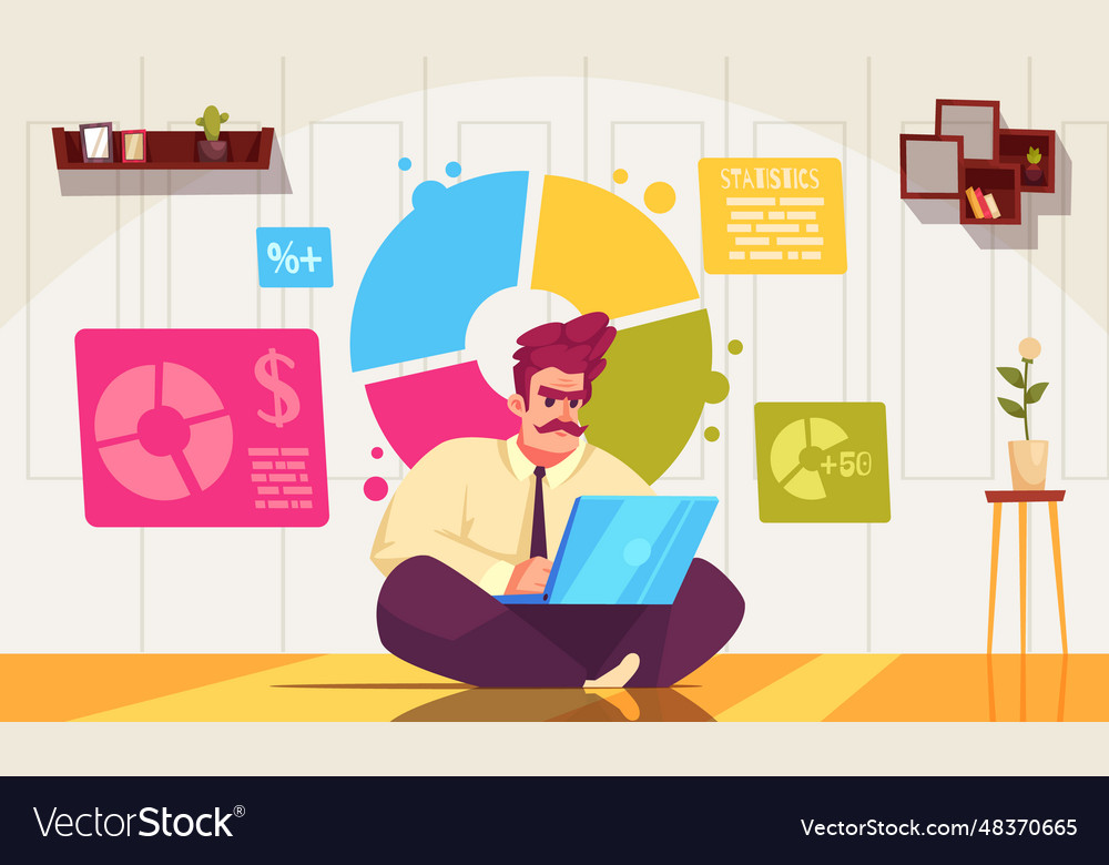 Stock market cartoon composition Royalty Free Vector Image
