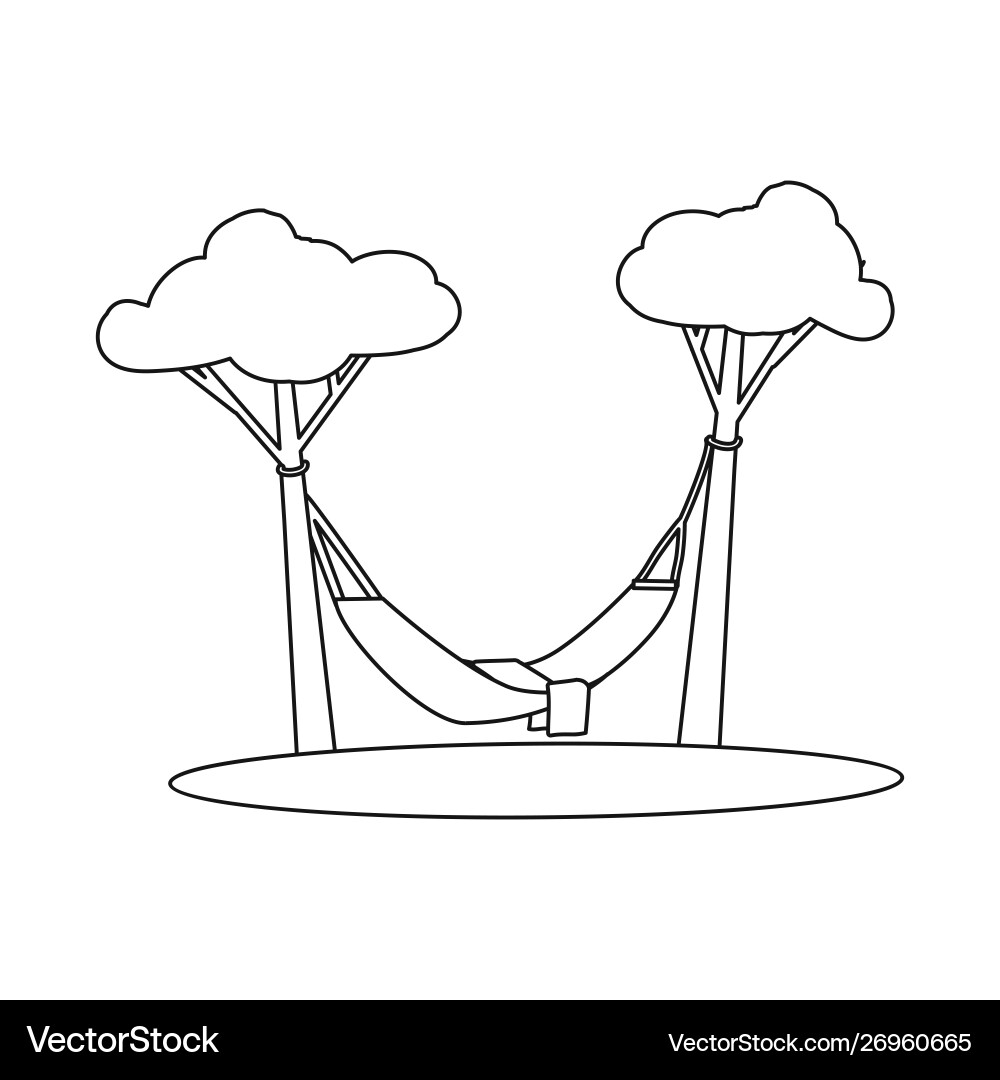 Tree and hammock symbol Royalty Free Vector Image