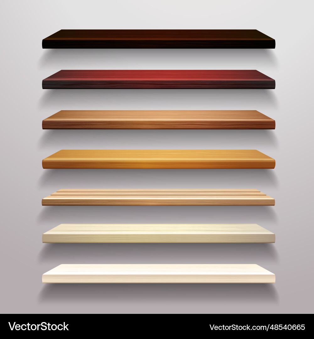 Wooden shelves set Royalty Free Vector Image - VectorStock