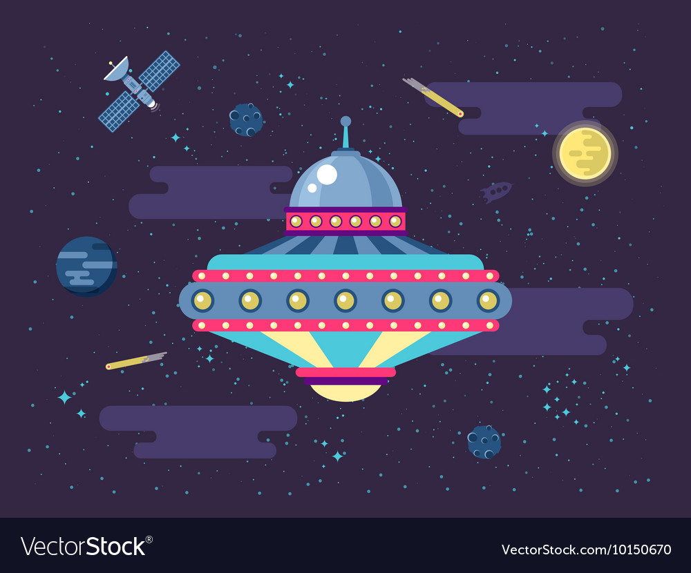 A flying saucer ufo in outer space Royalty Free Vector Image
