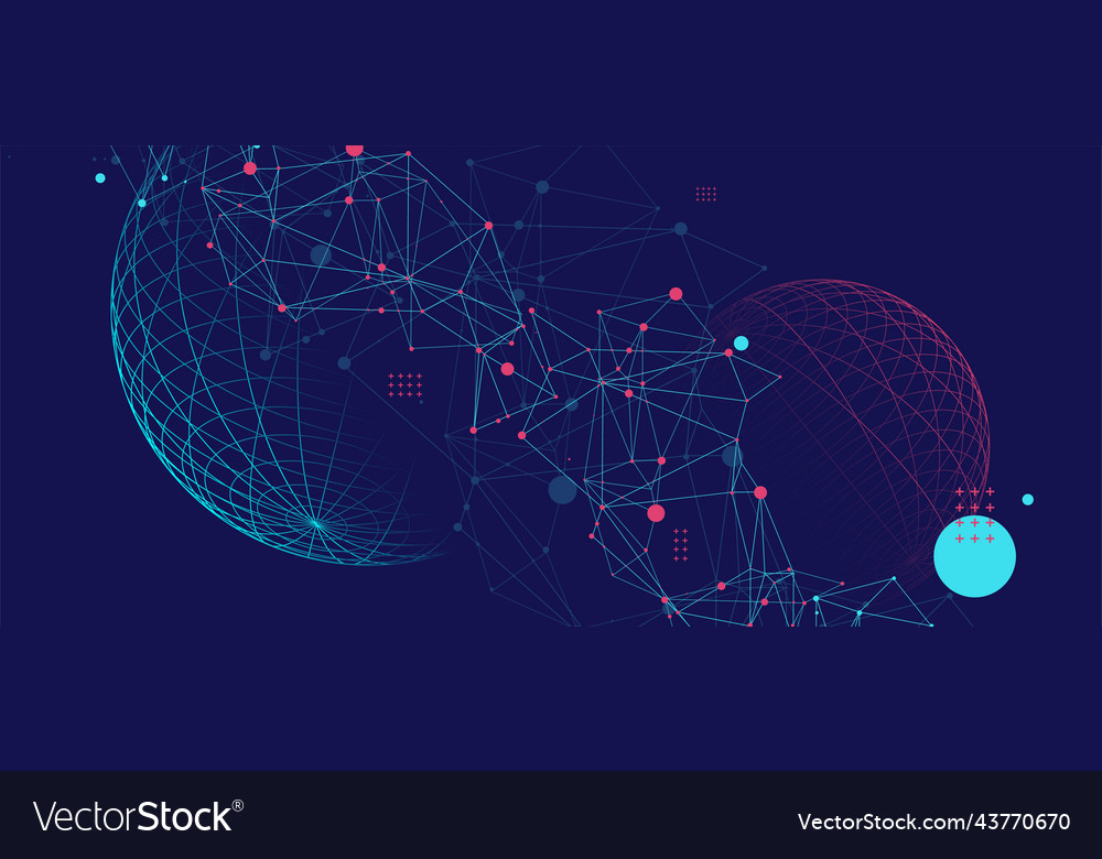 Abstract sphere background with plexus effect 3d Vector Image