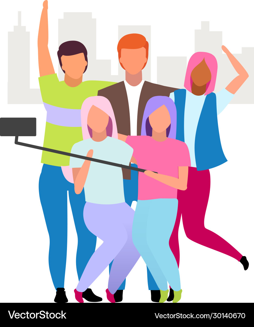 Best friends taking selfie flat friendship Vector Image