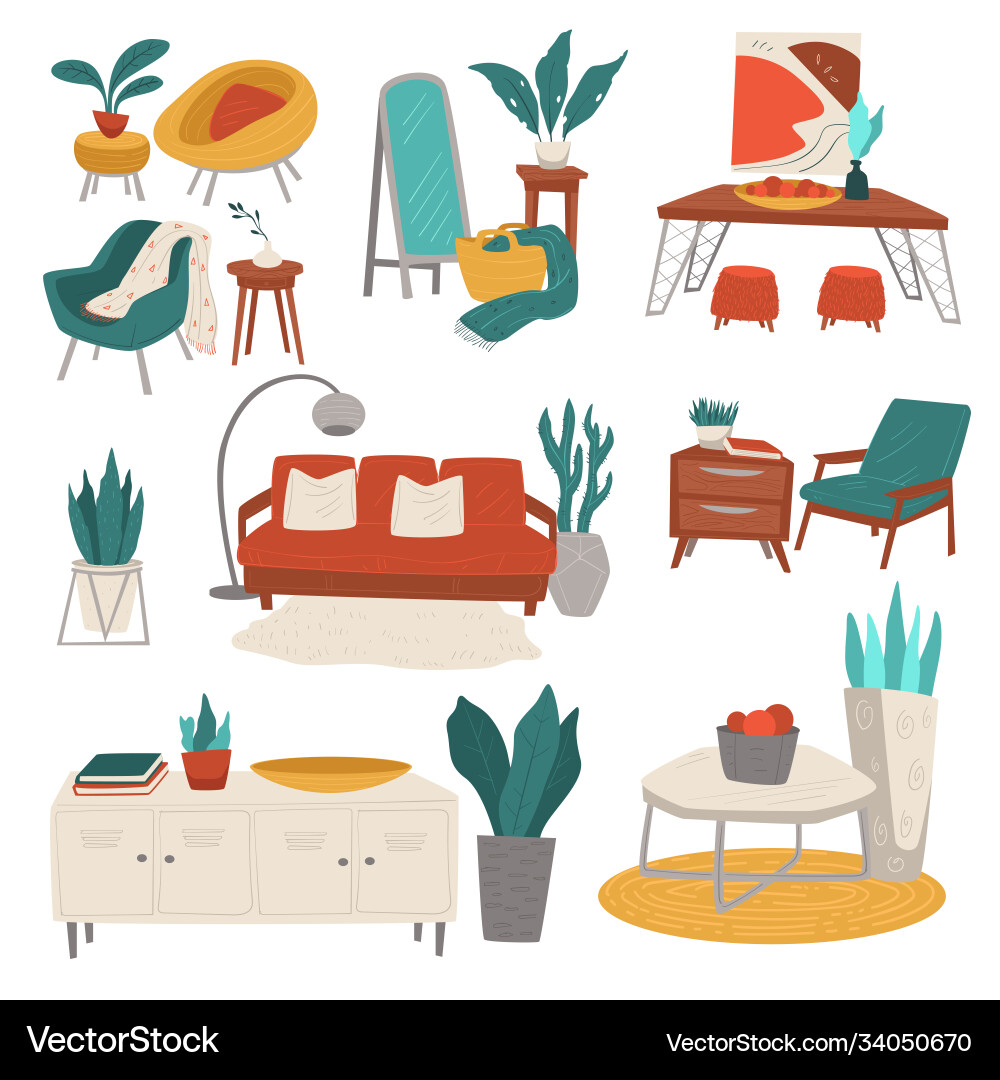 Furniture for home interior decoration sofa Vector Image