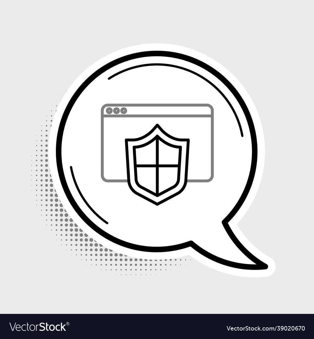 Line browser with shield icon isolated on grey Vector Image