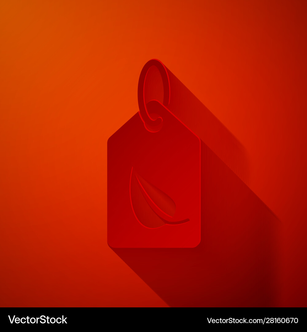 Paper cut tag with leaf symbol icon isolated Vector Image