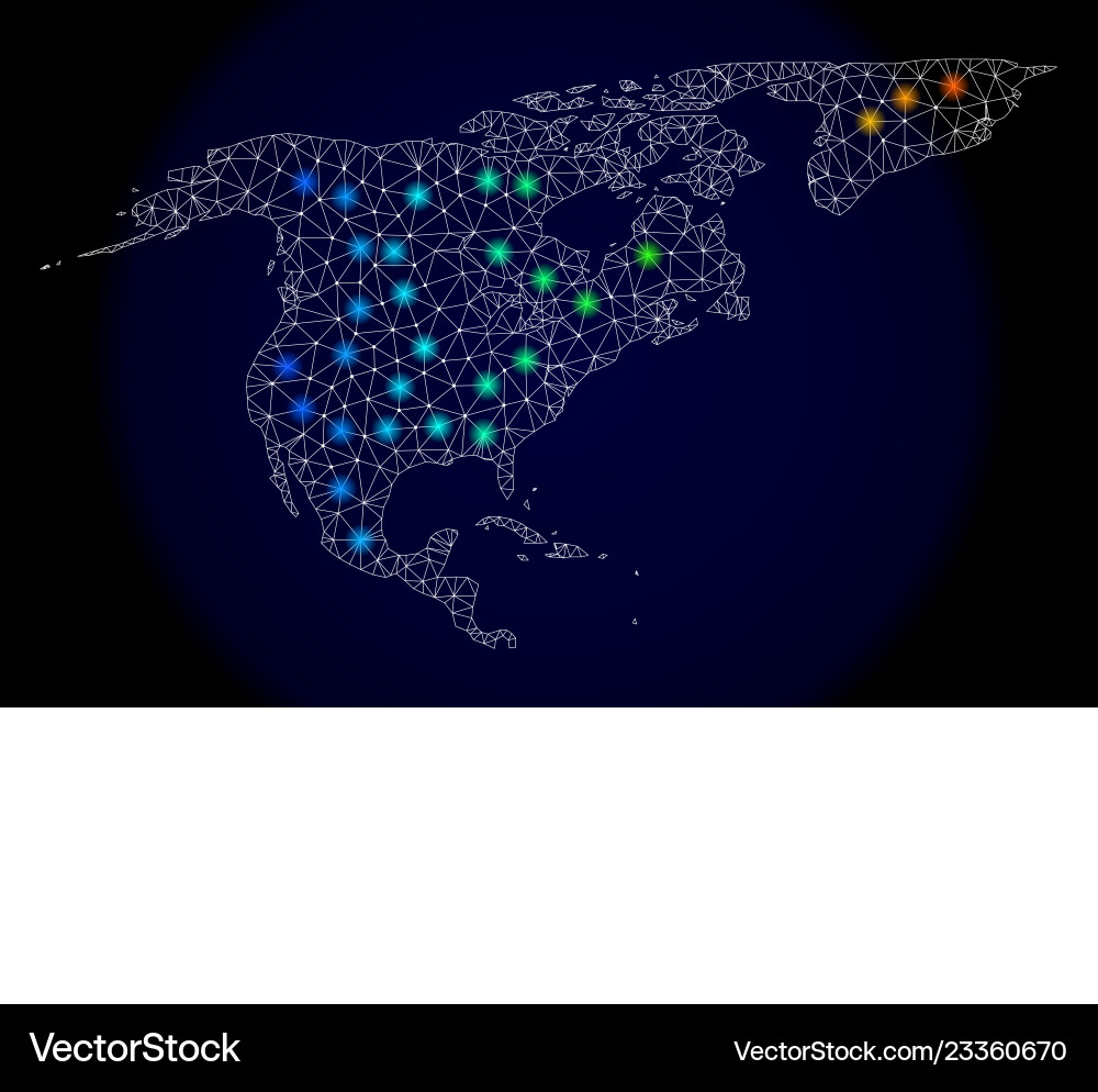 Polygonal network mesh map of north america Vector Image