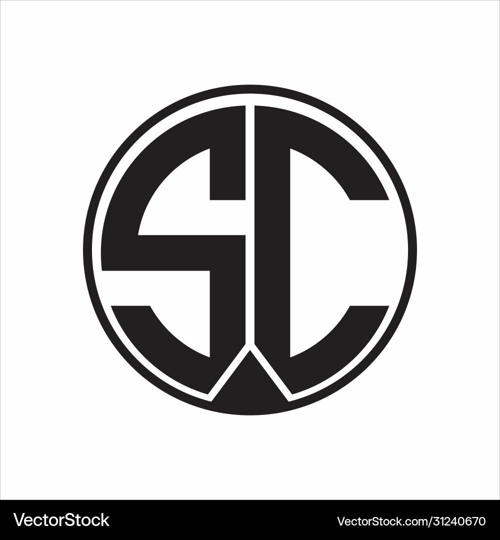 Sc logo monogram circle with piece ribbon style Vector Image