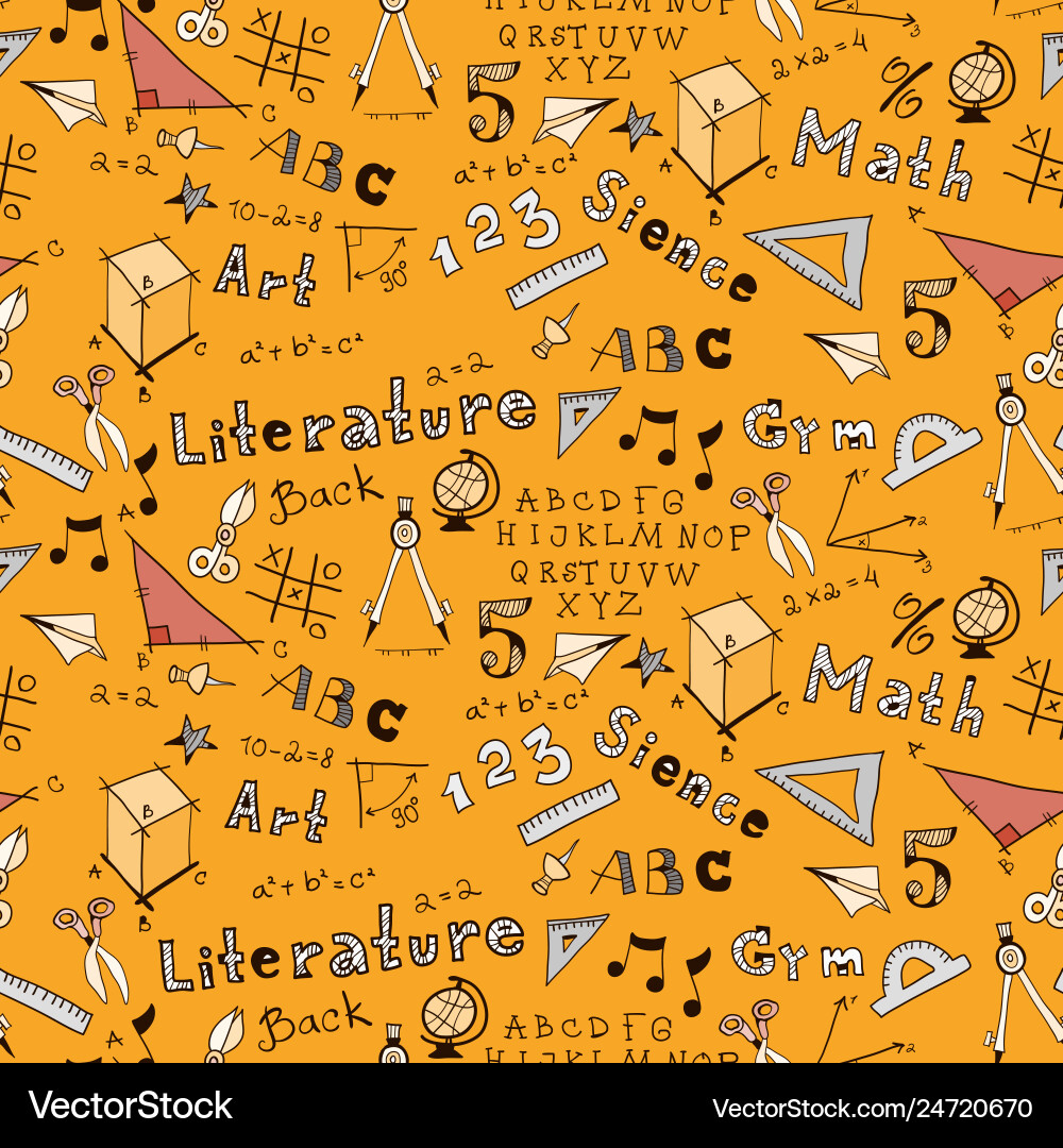 School kids seamless pattern with education Vector Image