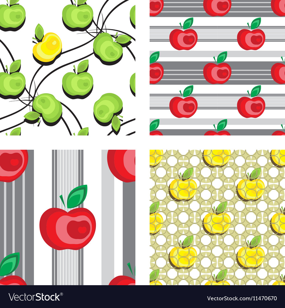 Seamless apple background pattern collection Vector Image Seamless apple background pattern collection Vector Image
