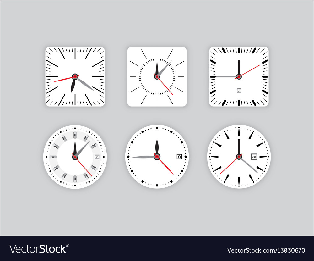 Set clock dial timer Royalty Free Vector Image
