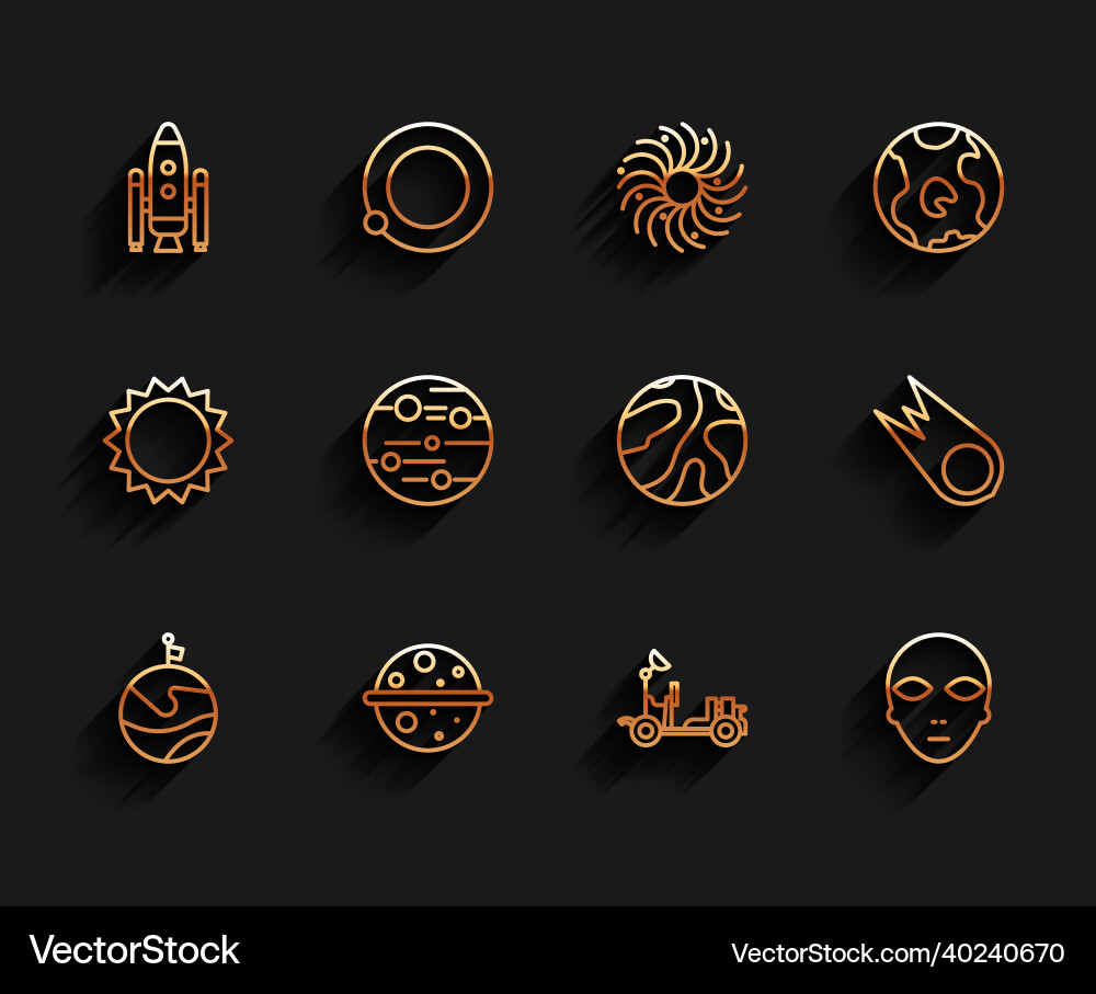 Set line moon with flag planet venus space Vector Image