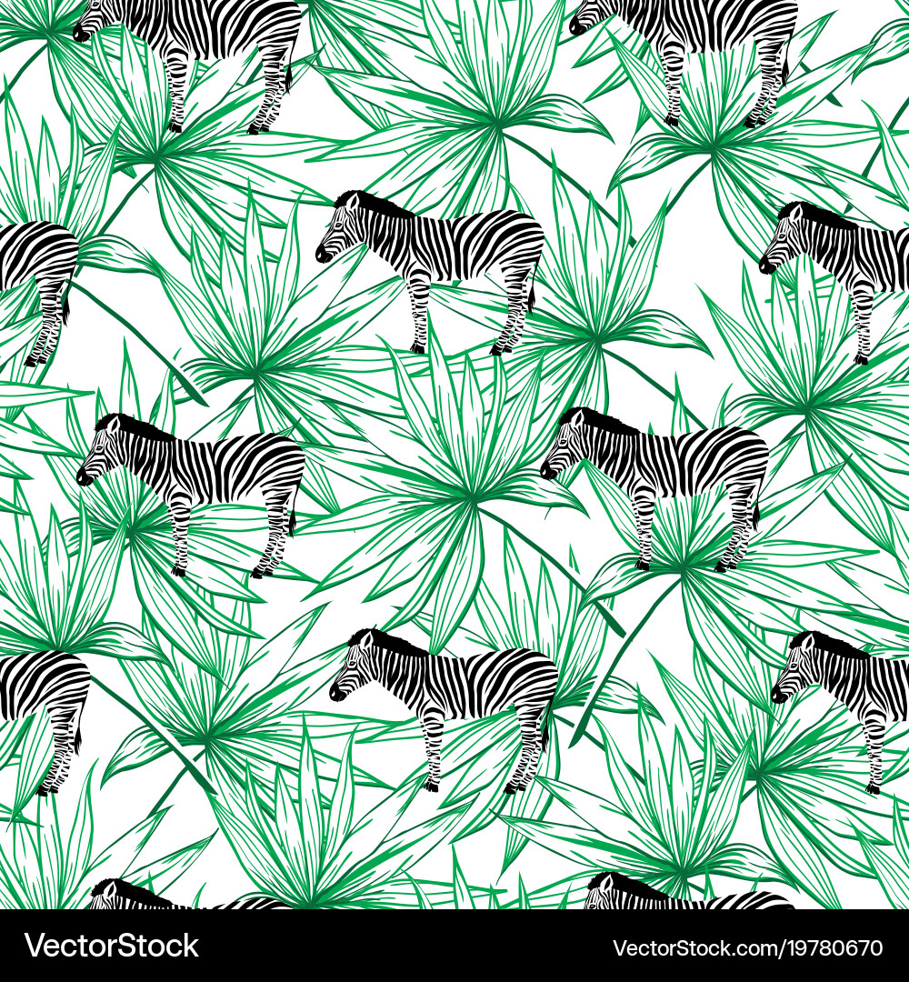 Sketch seamless pattern with wild animal zebra Vector Image