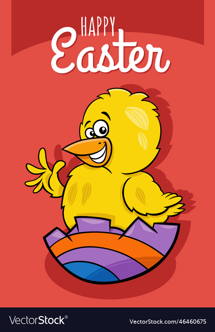 Cartoon easter chick hatching from egg Royalty Free Vector