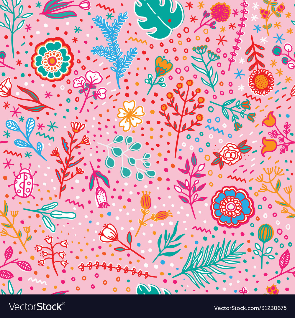 Hand draw botanic seamless pattern Royalty Free Vector Image