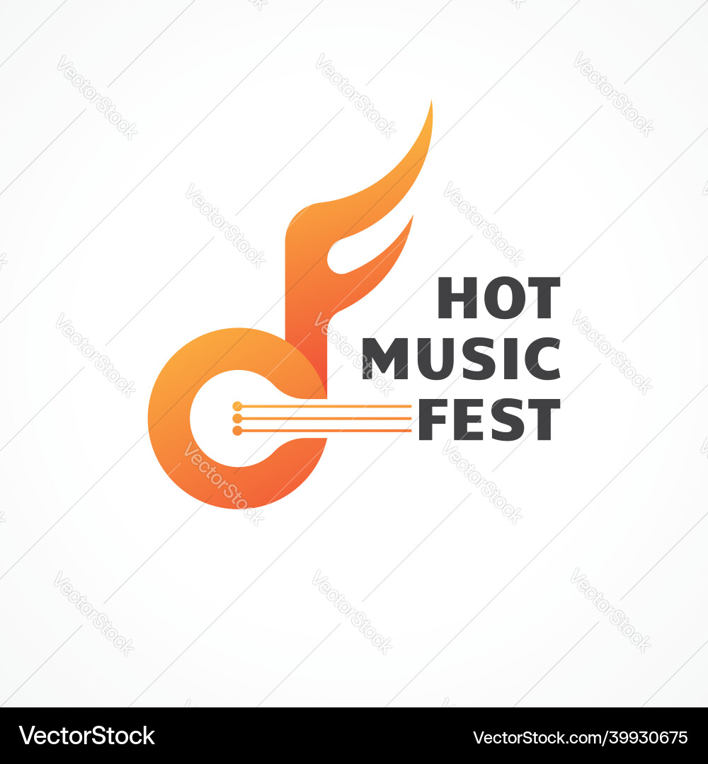 Hot music fest abstract flame musical note Vector Image