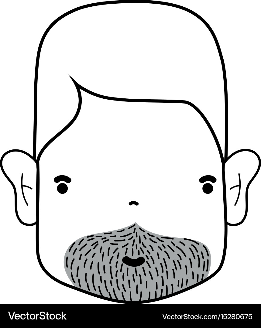 Line man face with hairstyle and beard Royalty Free Vector