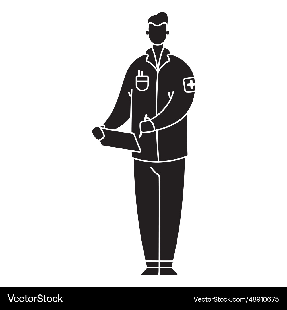 Male first responder medic flat silhouette Vector Image