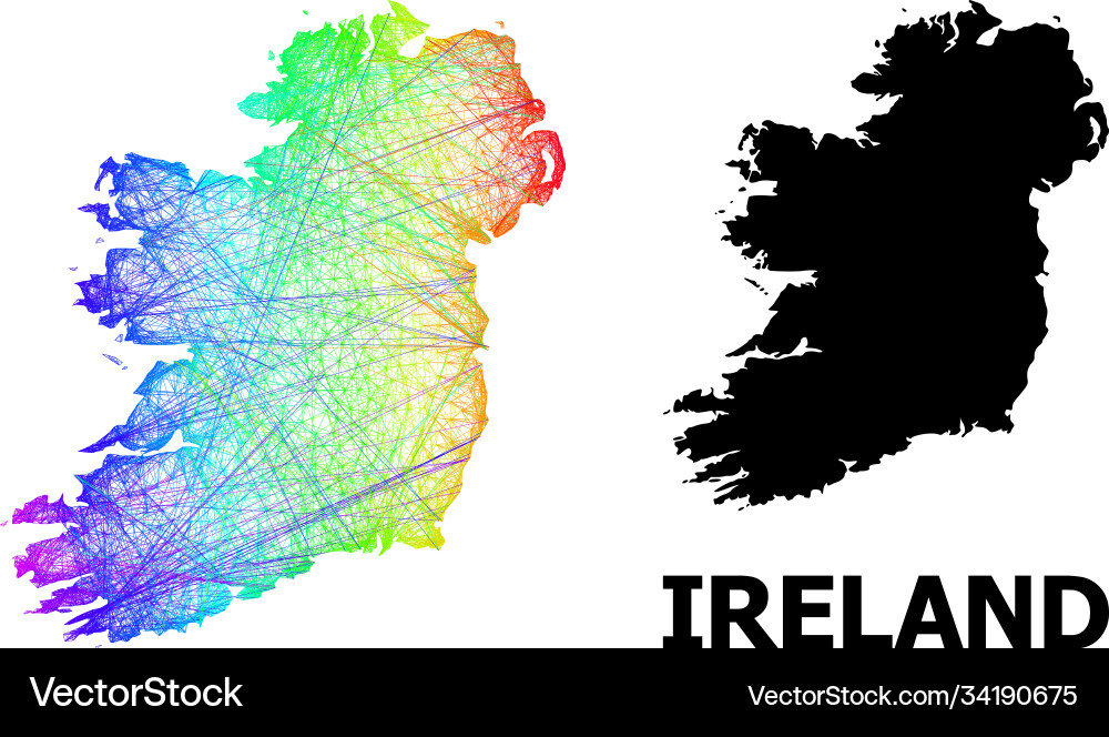 Net map ireland island with rainbow colored Vector Image