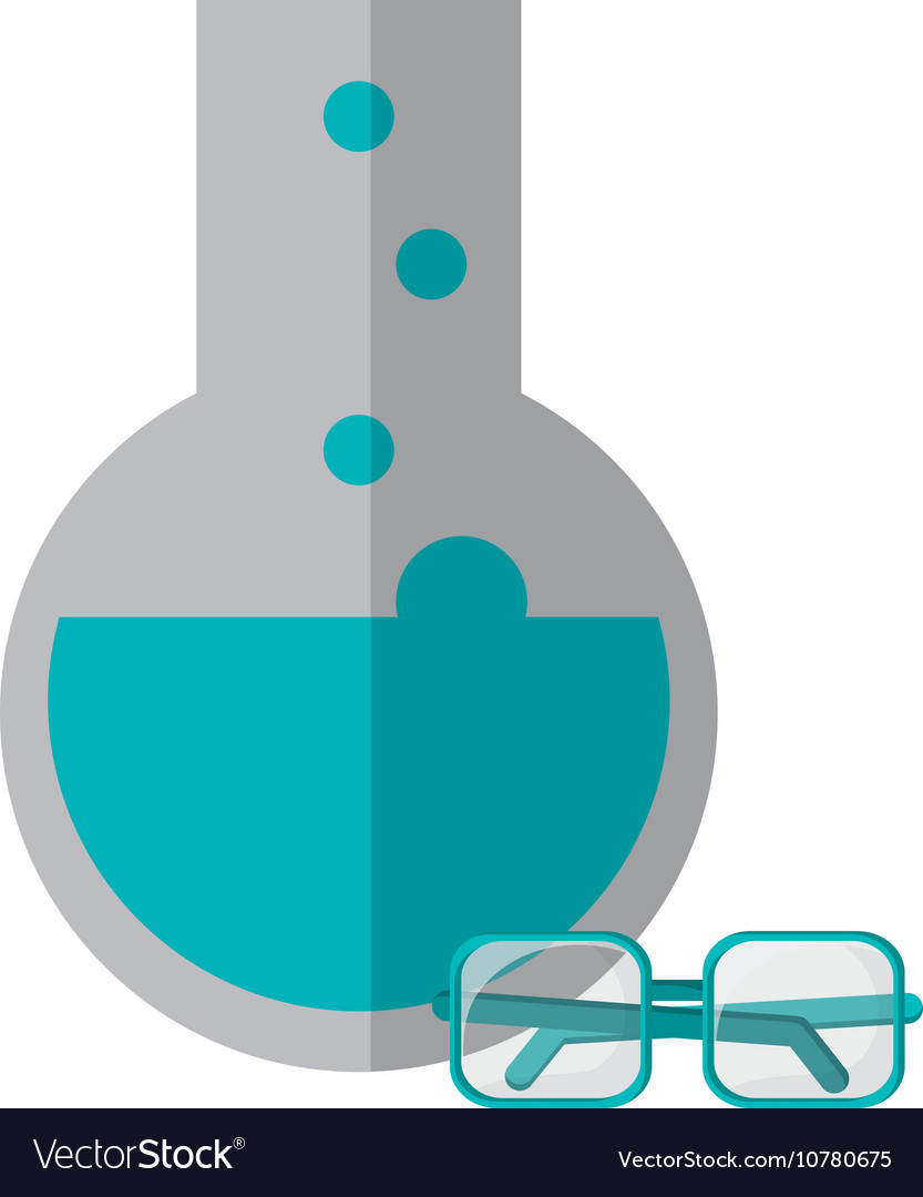 Round bottom chemistry flask and glasses icon Vector Image