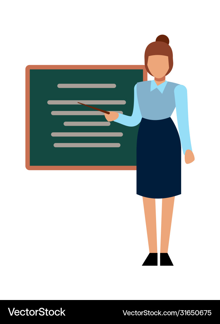 School teacher woman presenting or explaining Vector Image
