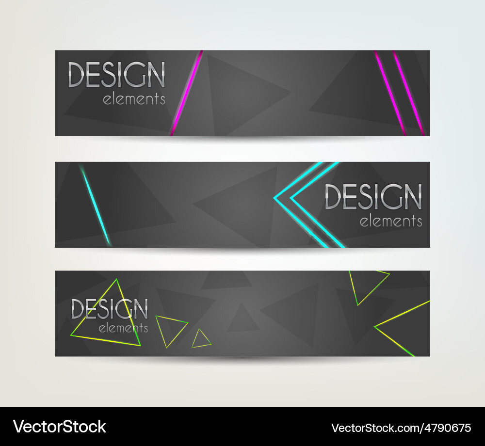 Set of banners with neon design element Royalty Free Vector