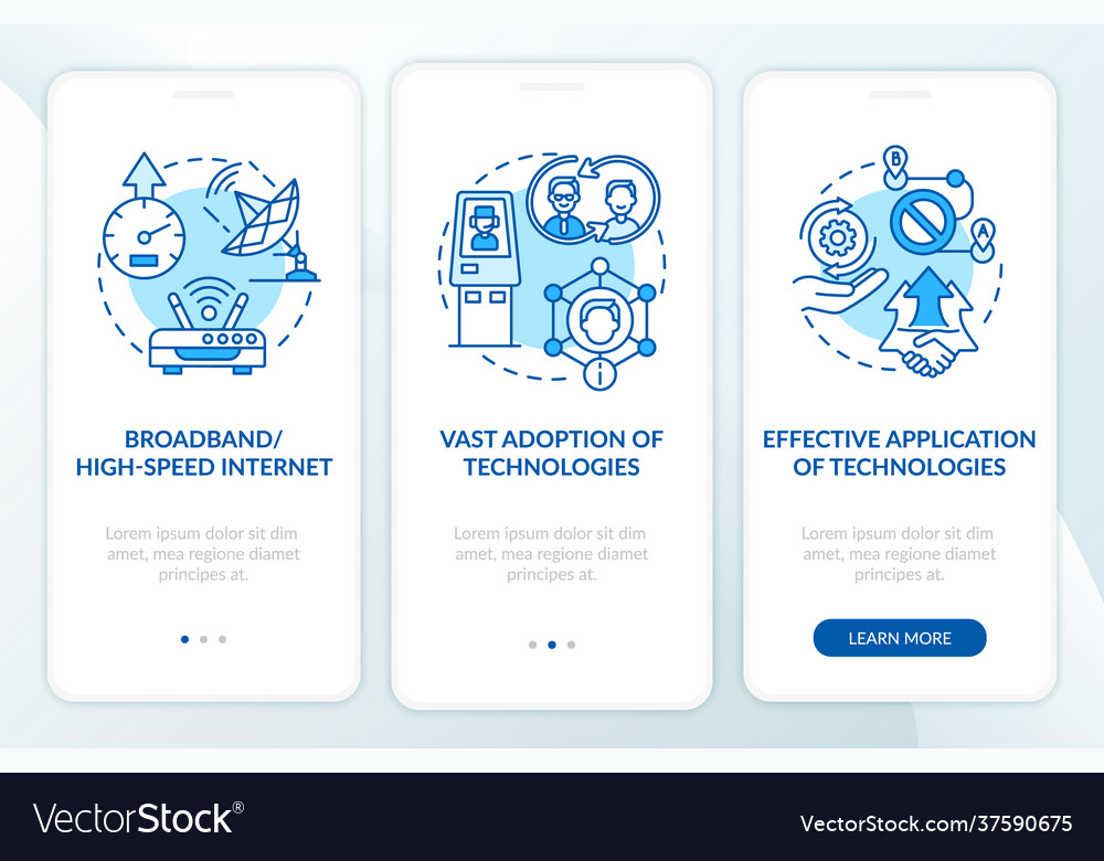 Successful digital inclusion blue onboarding app Vector Image Successful digital inclusion blue onboarding app Vector Image