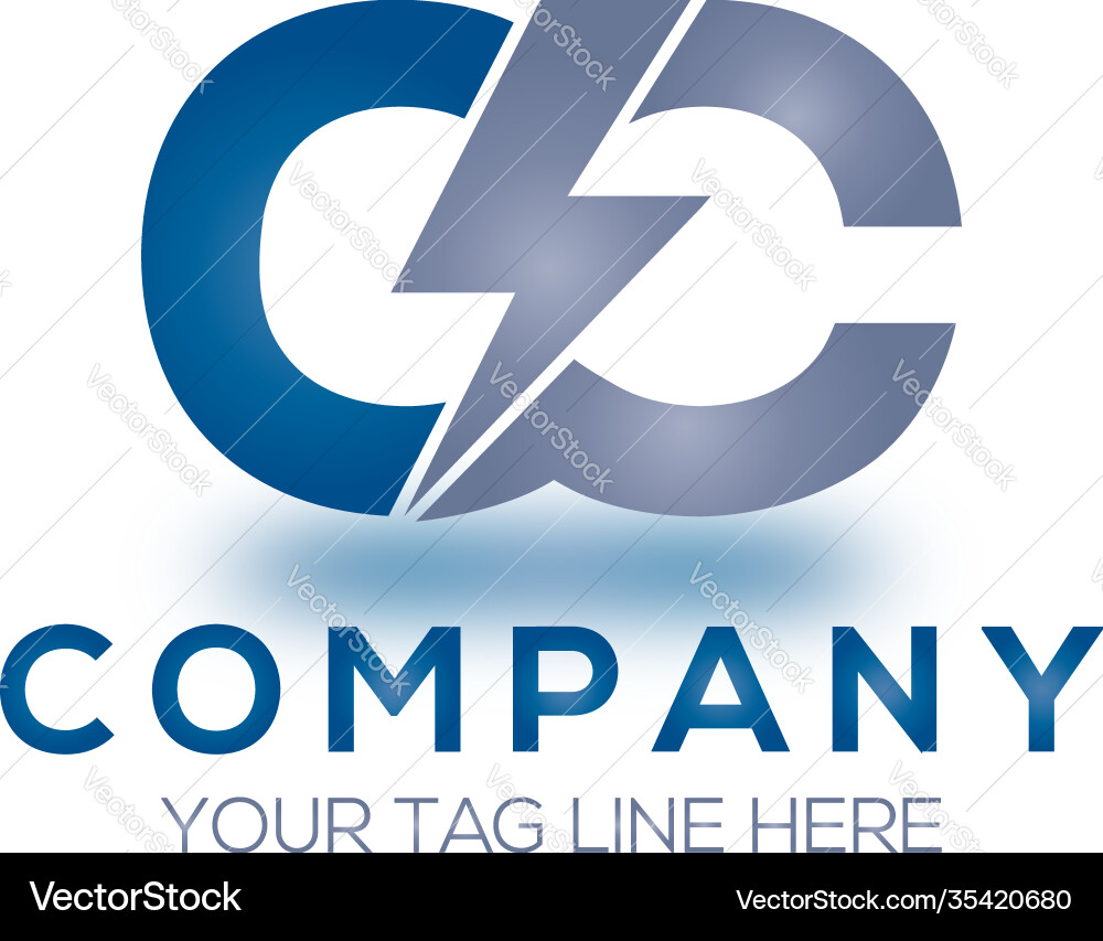 Cc alphabet electric logo design concept Vector Image