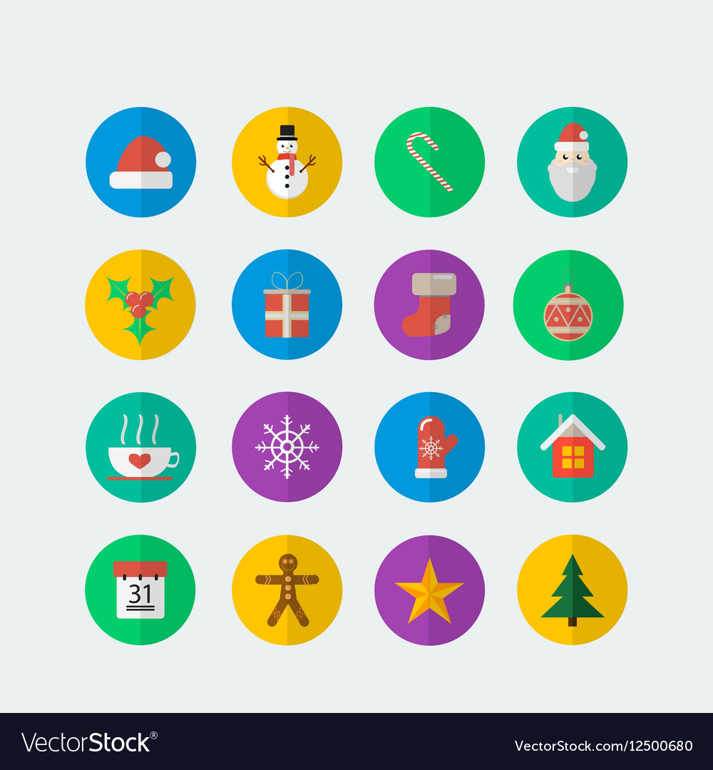 Colorful christmas icon set Royalty Free Vector Image