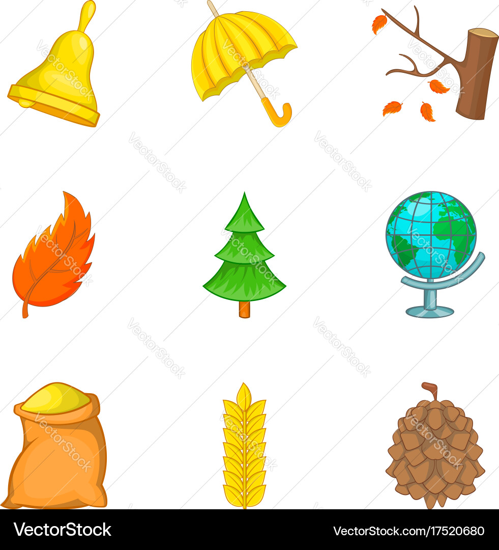 Defoliation icons set cartoon style Royalty Free Vector