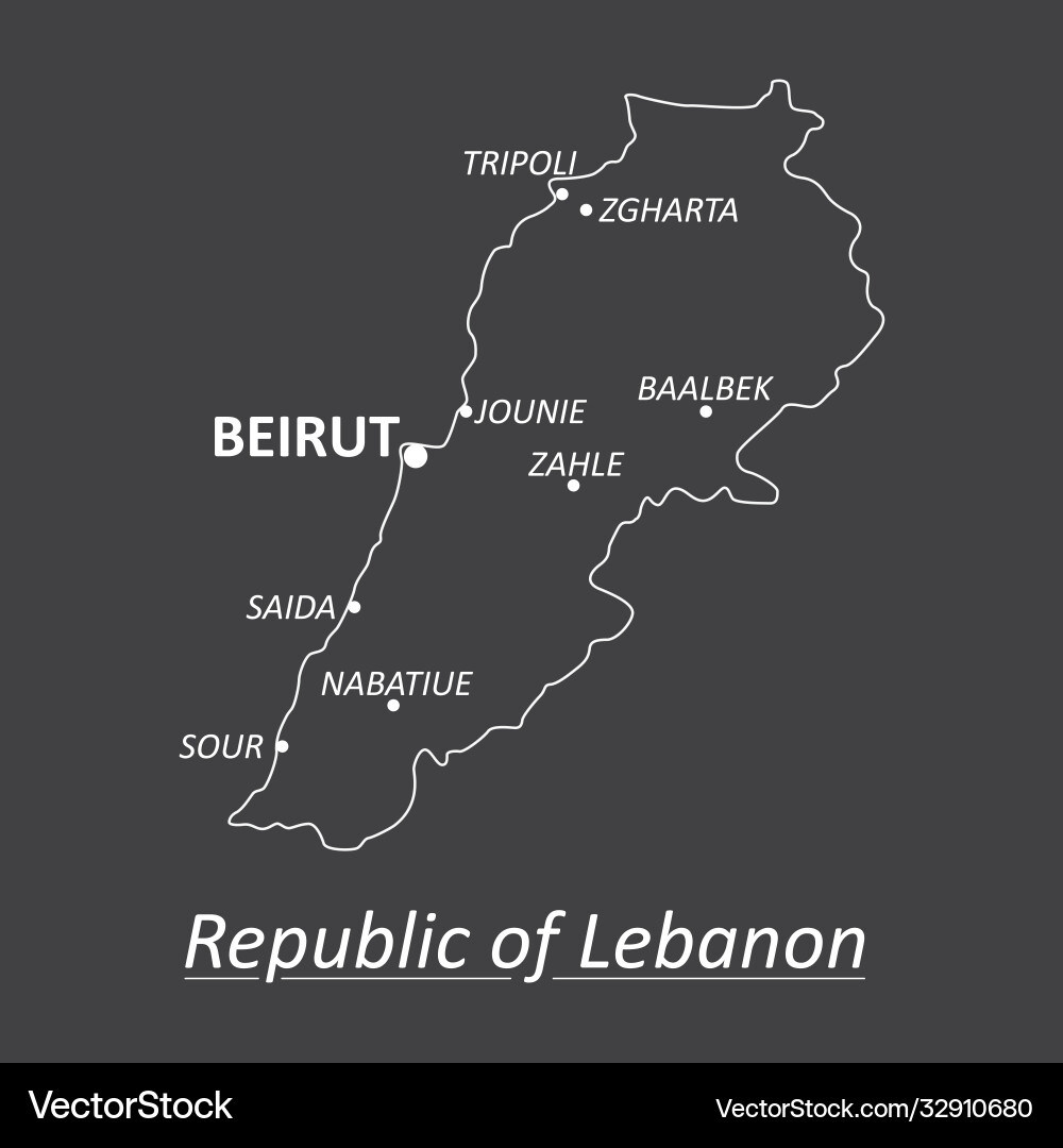 Detailed map lebanon with cities Royalty Free Vector Image