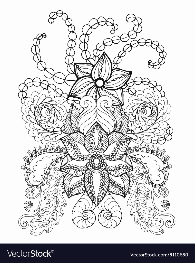 Fantasy flowers coloring page Royalty Free Vector Image