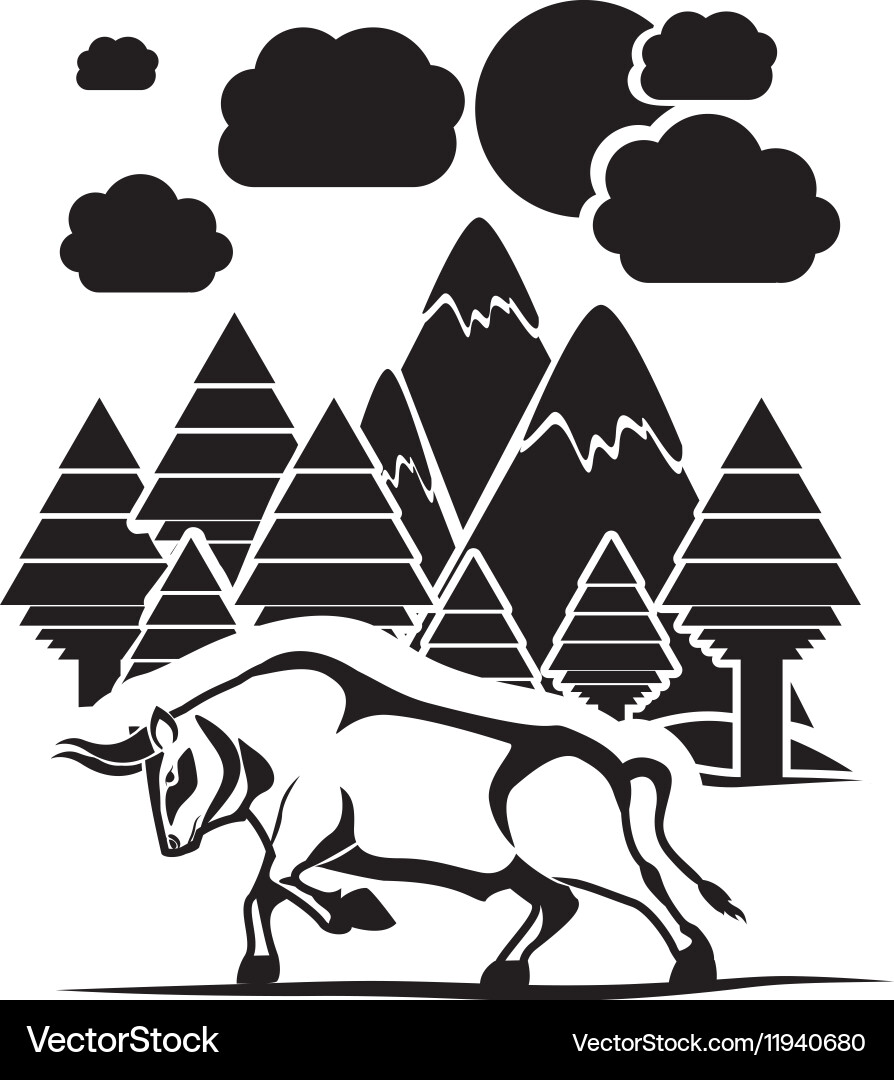 Isolated bull animal design Royalty Free Vector Image