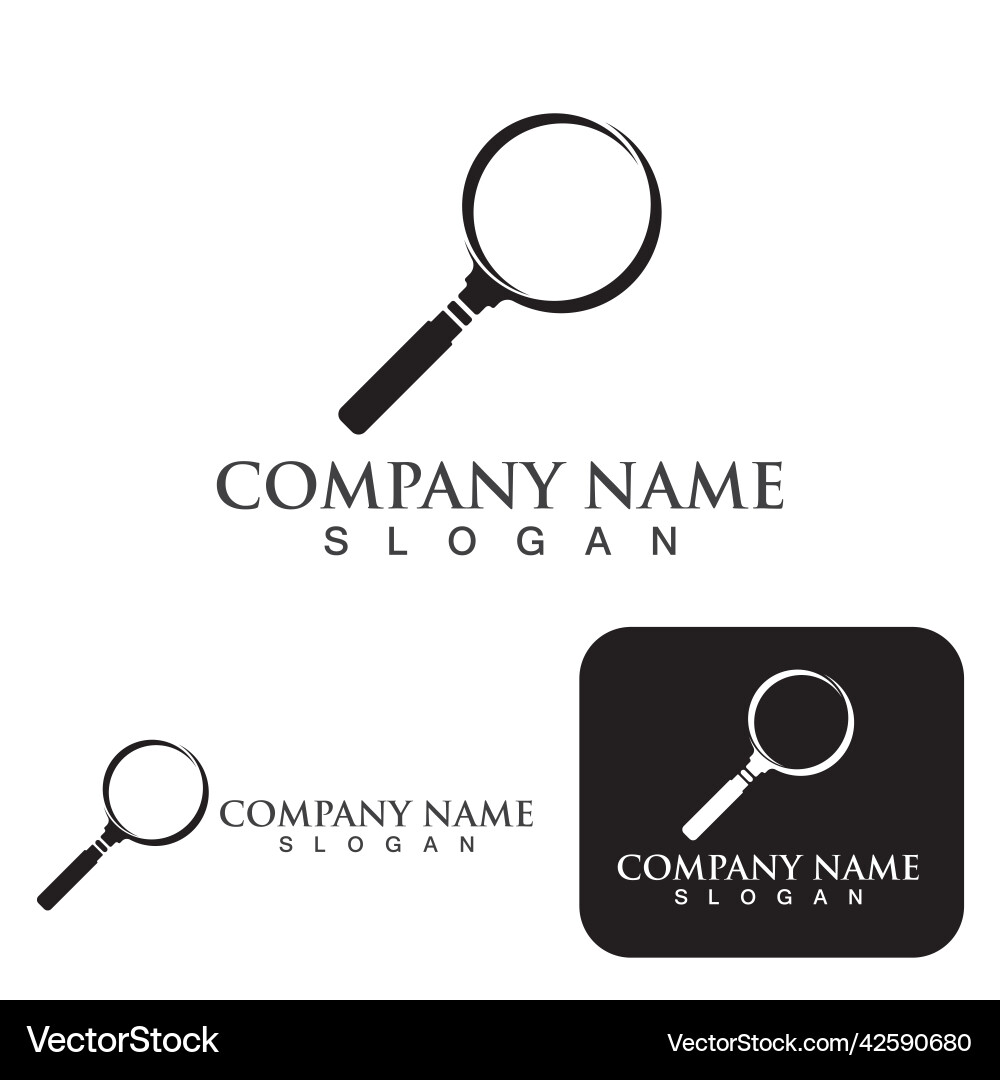Magnifying glass logo and symbol Royalty Free Vector Image