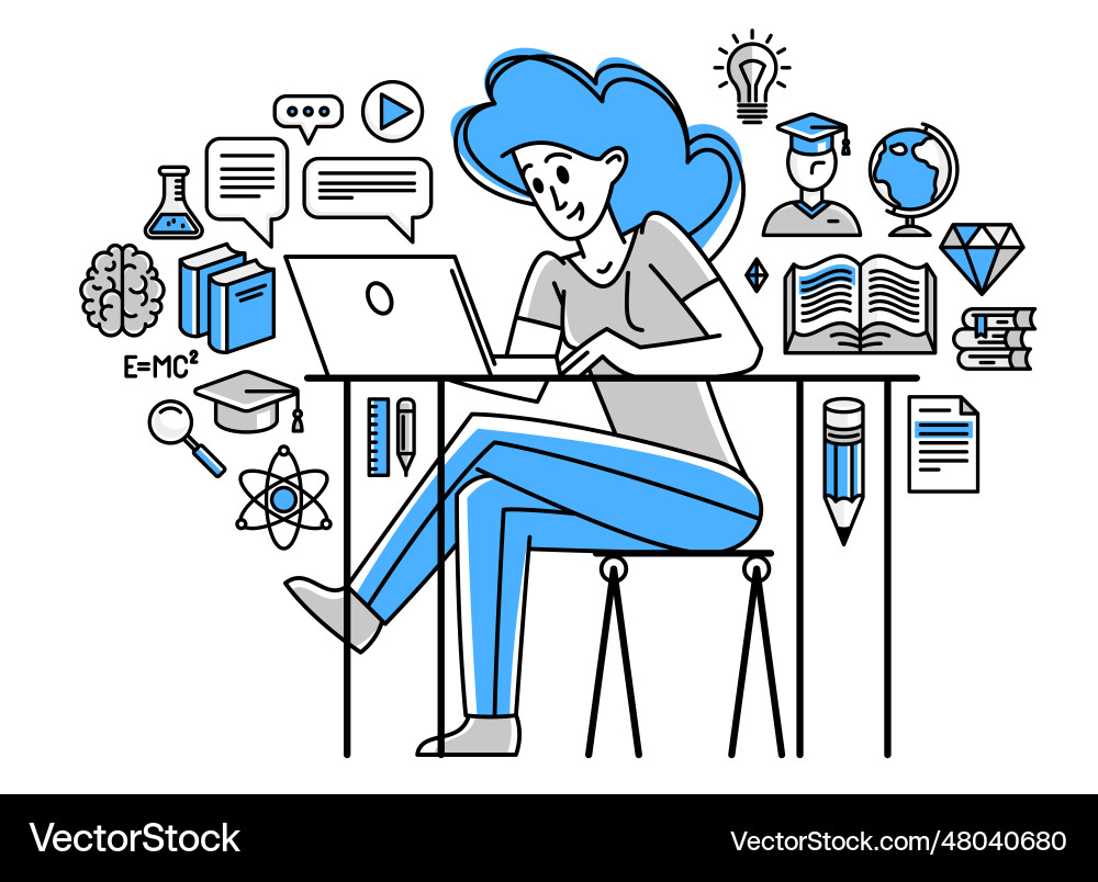 Online education in university or collage student Vector Image