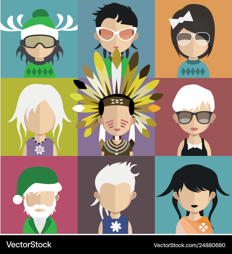 People avatars with colorful backgrounds Vector Image