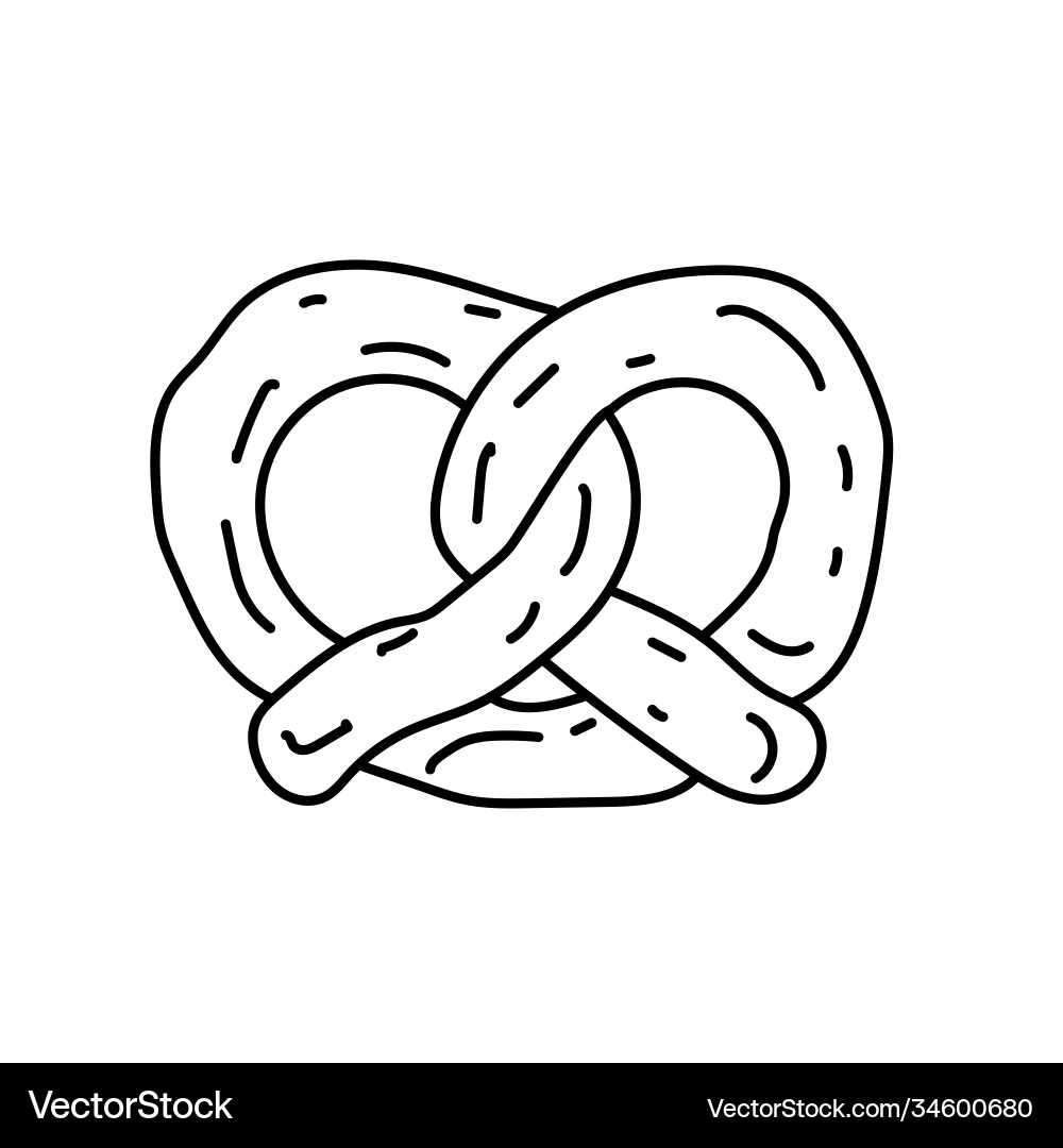 Pretzel icon doodle hand drawn or black outline Vector Image