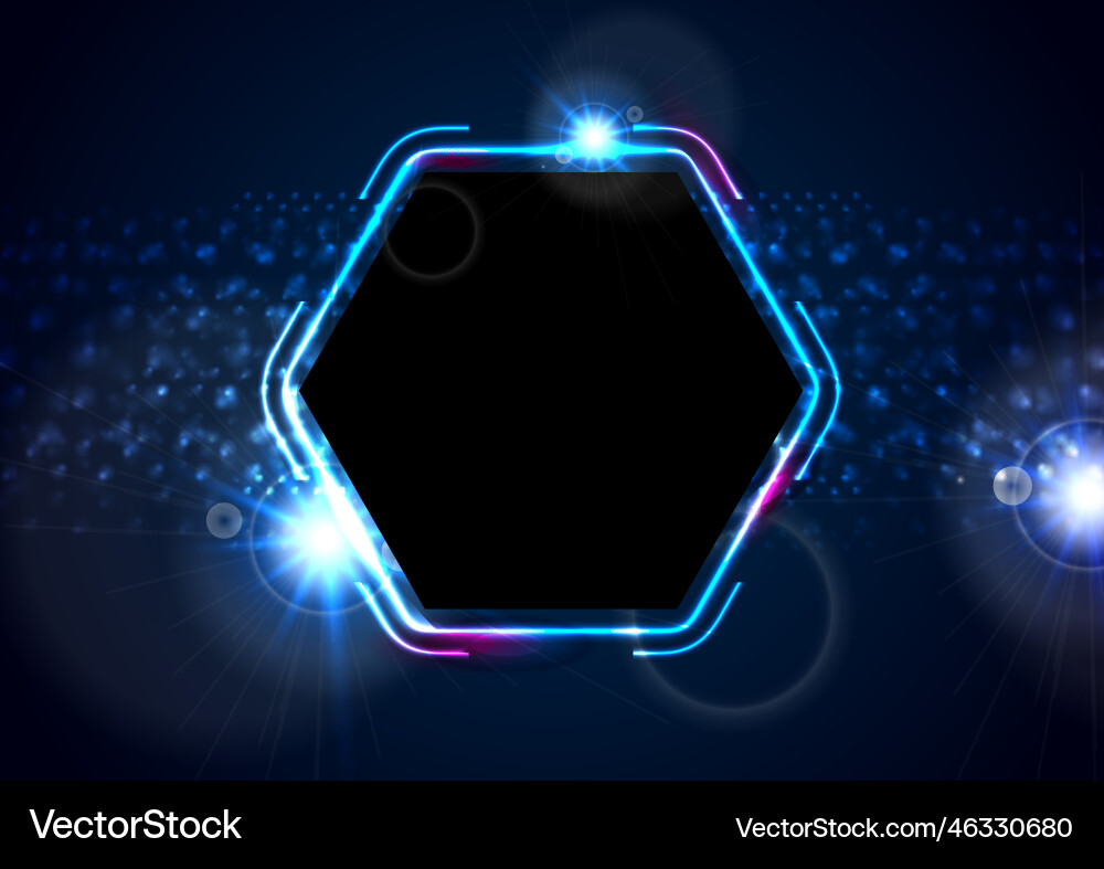 Retro neon 80s shiny hexagon abstract background Vector Image