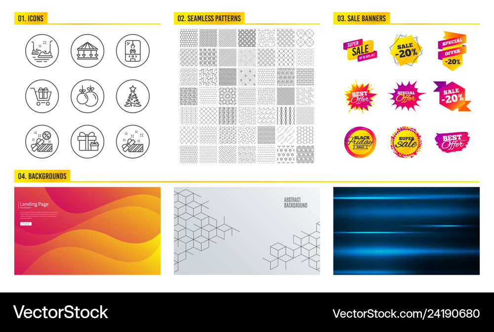 Seamless pattern shopping mall banners set sale Vector Image