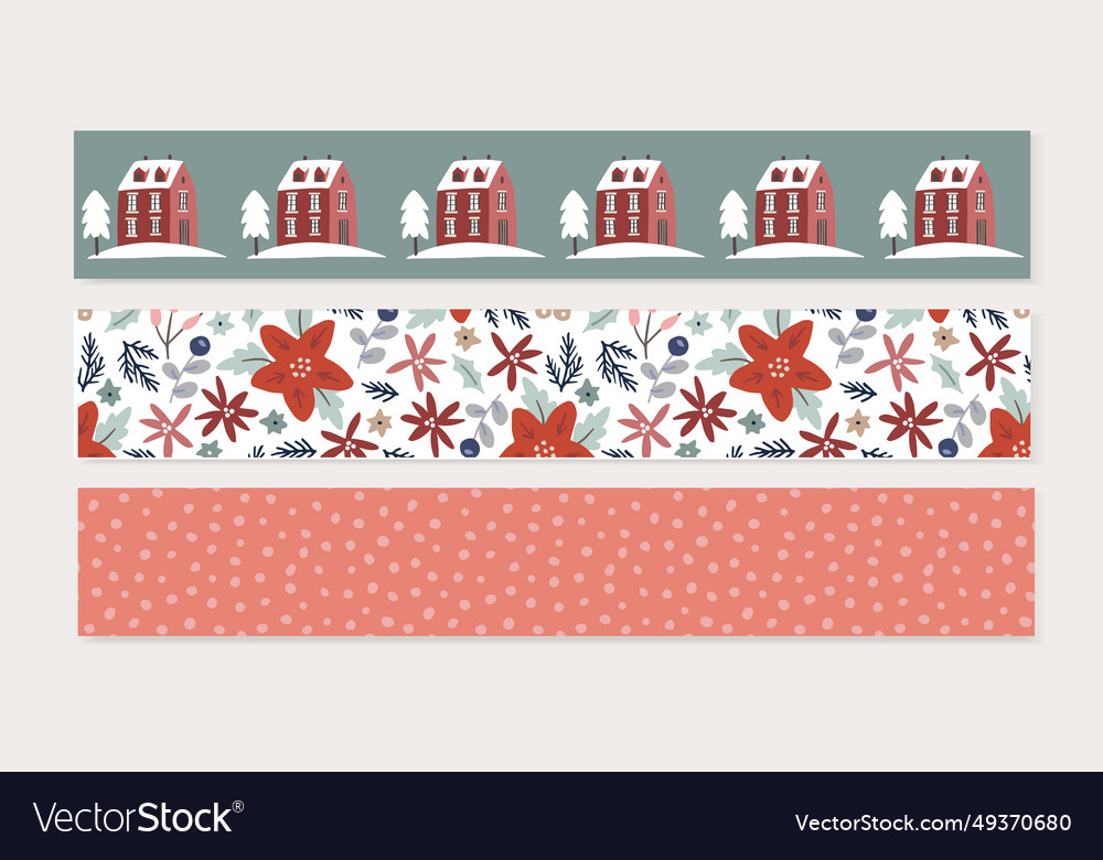 Set of scandinavian christmas web banners washi Vector Image