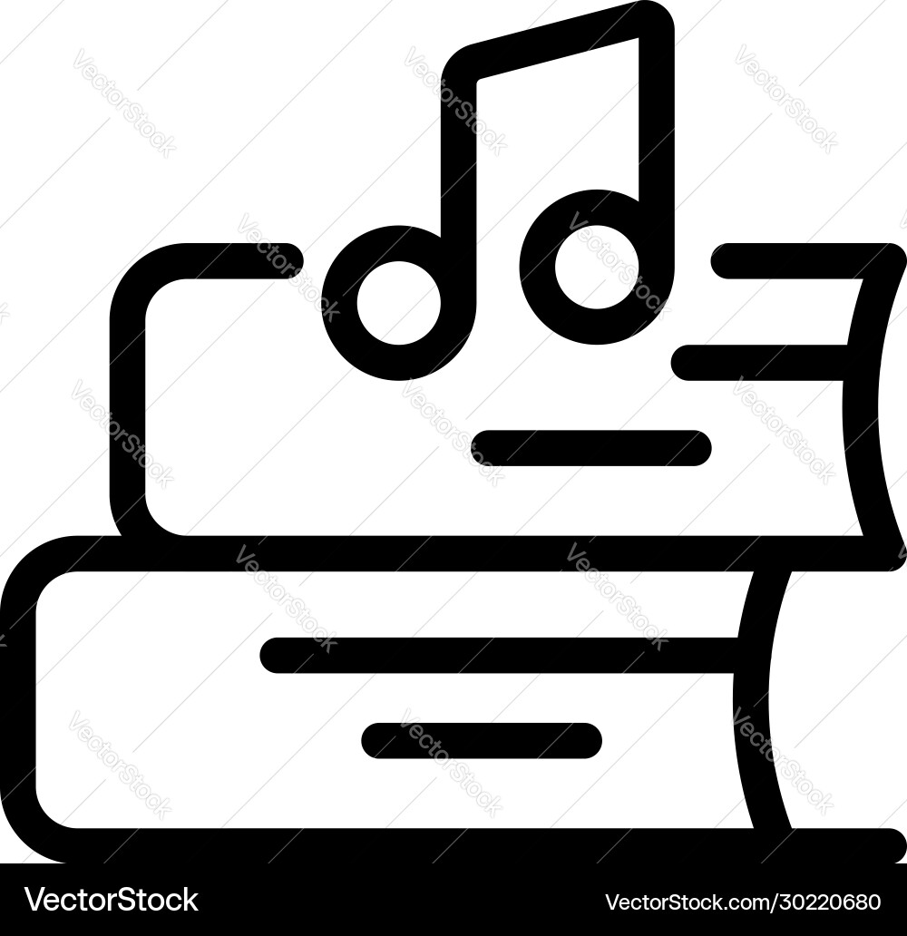 Two books and a musical note icon outline style Vector Image