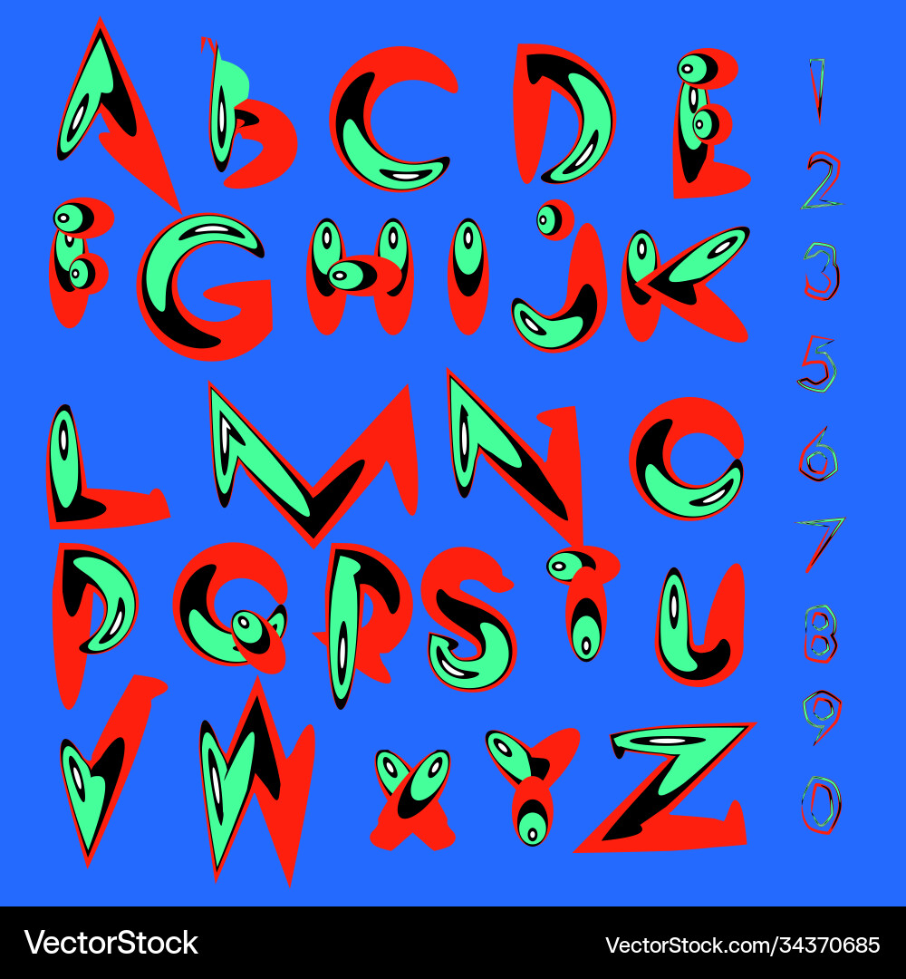 Abstract colorful font and alphabet Royalty Free Vector