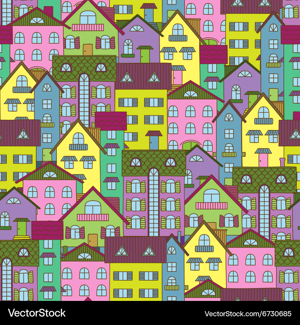 Background with colorful houses Royalty Free Vector Image
