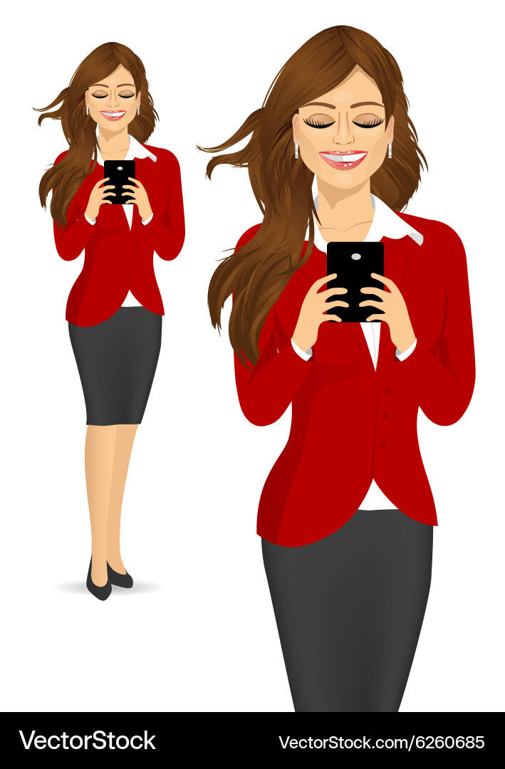 Business woman using mobile phones Royalty Free Vector Image