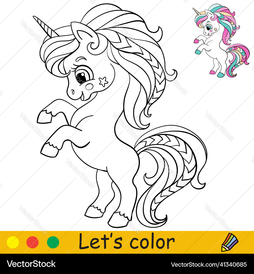 Coloring with template cute and funny little Vector Image