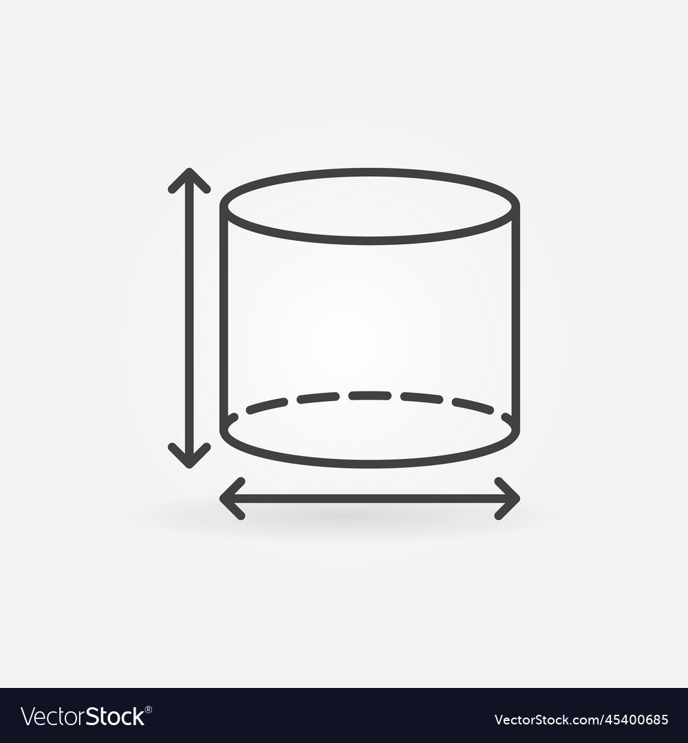 Cylinder dimensions concept icon in thin line Vector Image