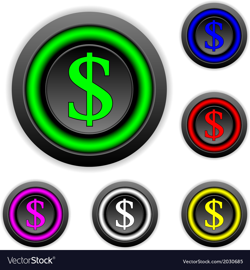 Dollar buttons set Royalty Free Vector Image - VectorStock