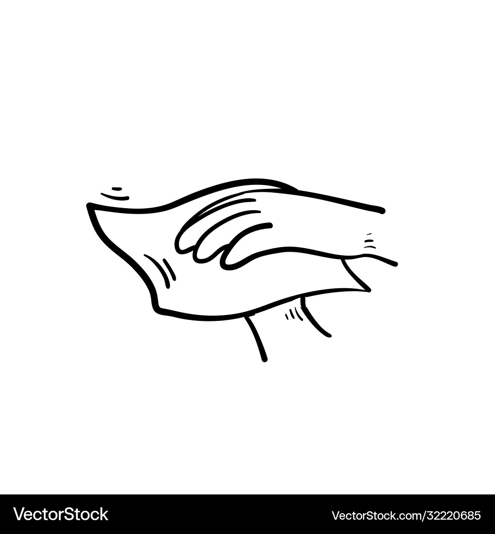 Doodle wiping hand with towel or tissue Royalty Free Vector