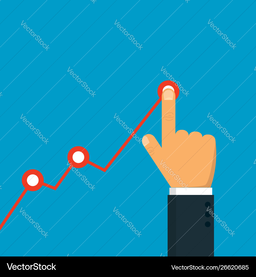 Hand touching up holding chart arrow profit Vector Image